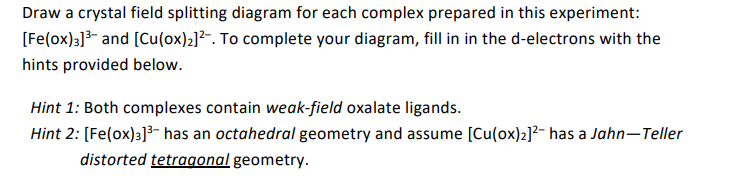 Solved The two complexes are Potassium copper(ii) | Chegg.com