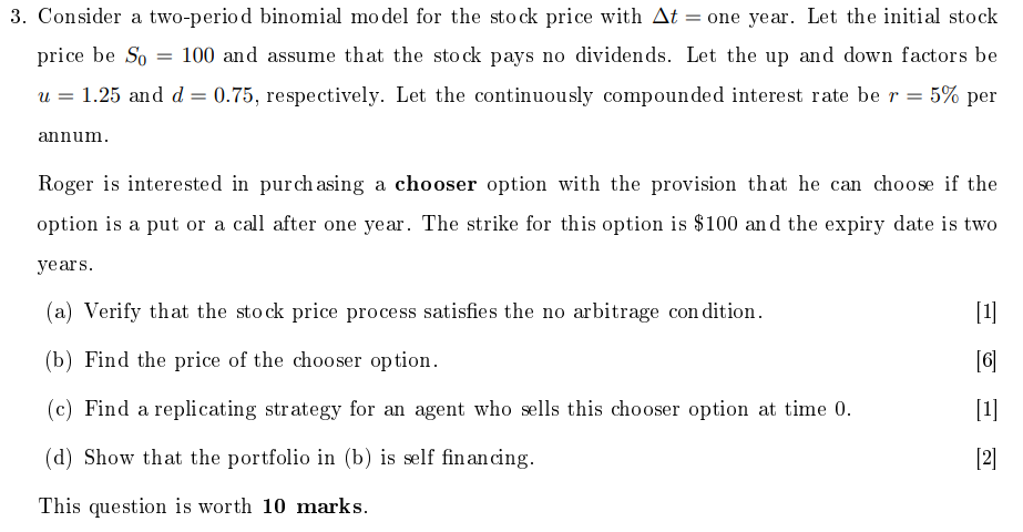 Solved = 3. Consider a two-period binomial model for the | Chegg.com