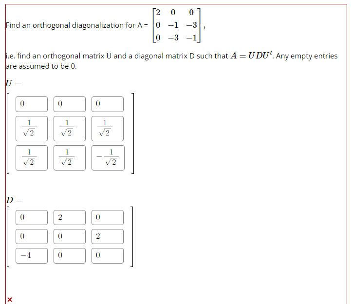 Solved Find An Orthogonal Diagonalization For