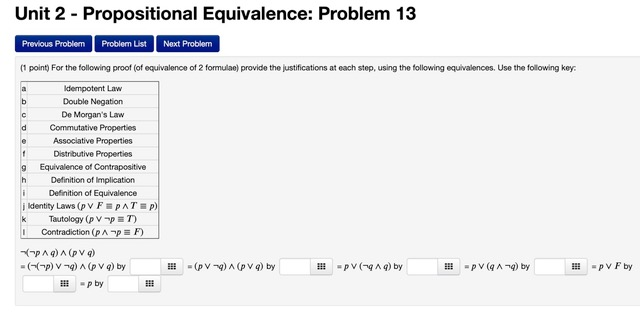 Solved Unit 2 - Propositional Equivalence: Problem 13 | Chegg.com