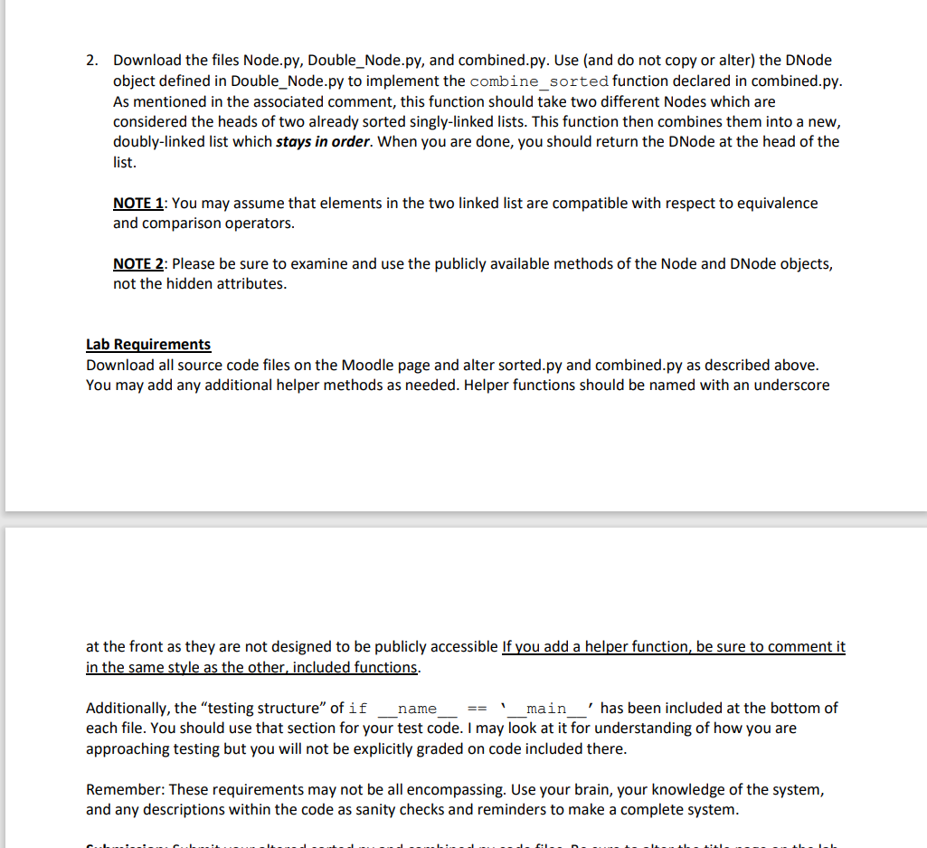 Solved 2. Download the files Node.py, Double_Node.py, and | Chegg.com