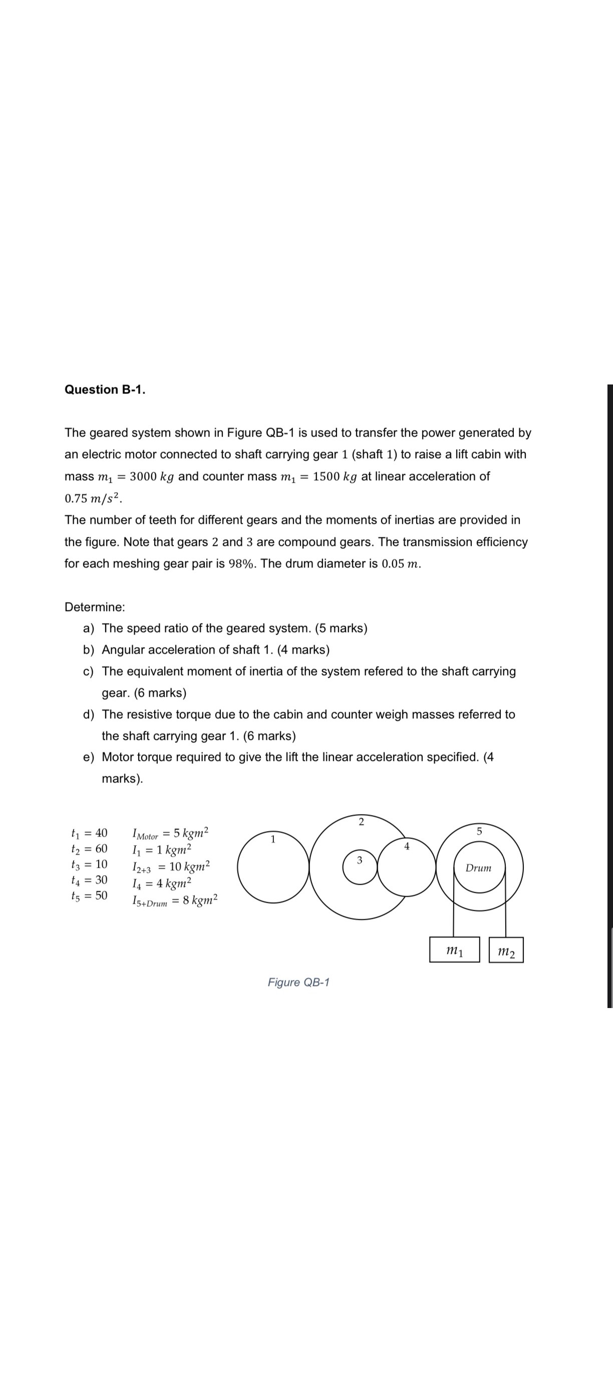 Solved Question B-1.The geared system shown in Figure QB-1 | Chegg.com