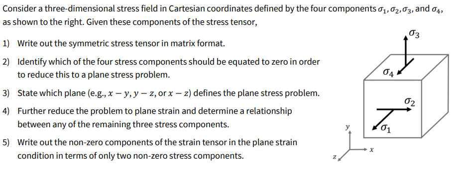 Solved Consider a three-dimensional stress field in | Chegg.com