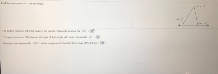 Find the measure of each marked angle. The degree | Chegg.com