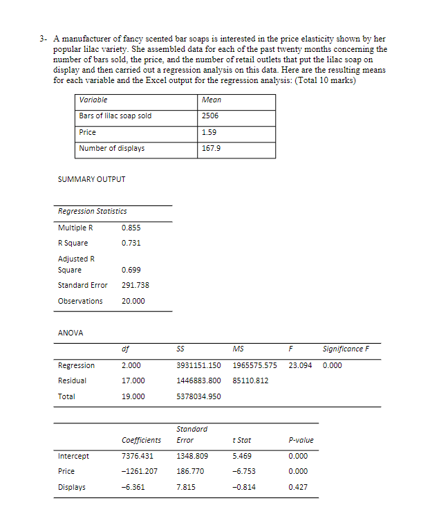 Solved (a) Find the coefficient of the price variable in the | Chegg.com