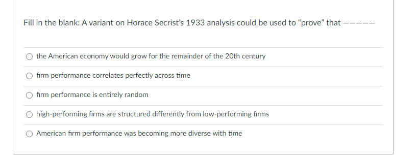 Solved Fill in the blank: A variant on Horace Secrist's 1933 | Chegg.com