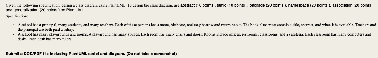 Answered: Given the following specification, design a class
