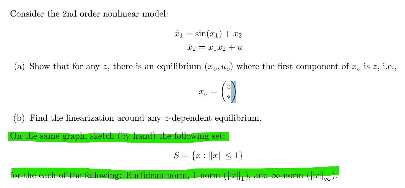Solved Consider the 2 nd order nonlinear model: | Chegg.com