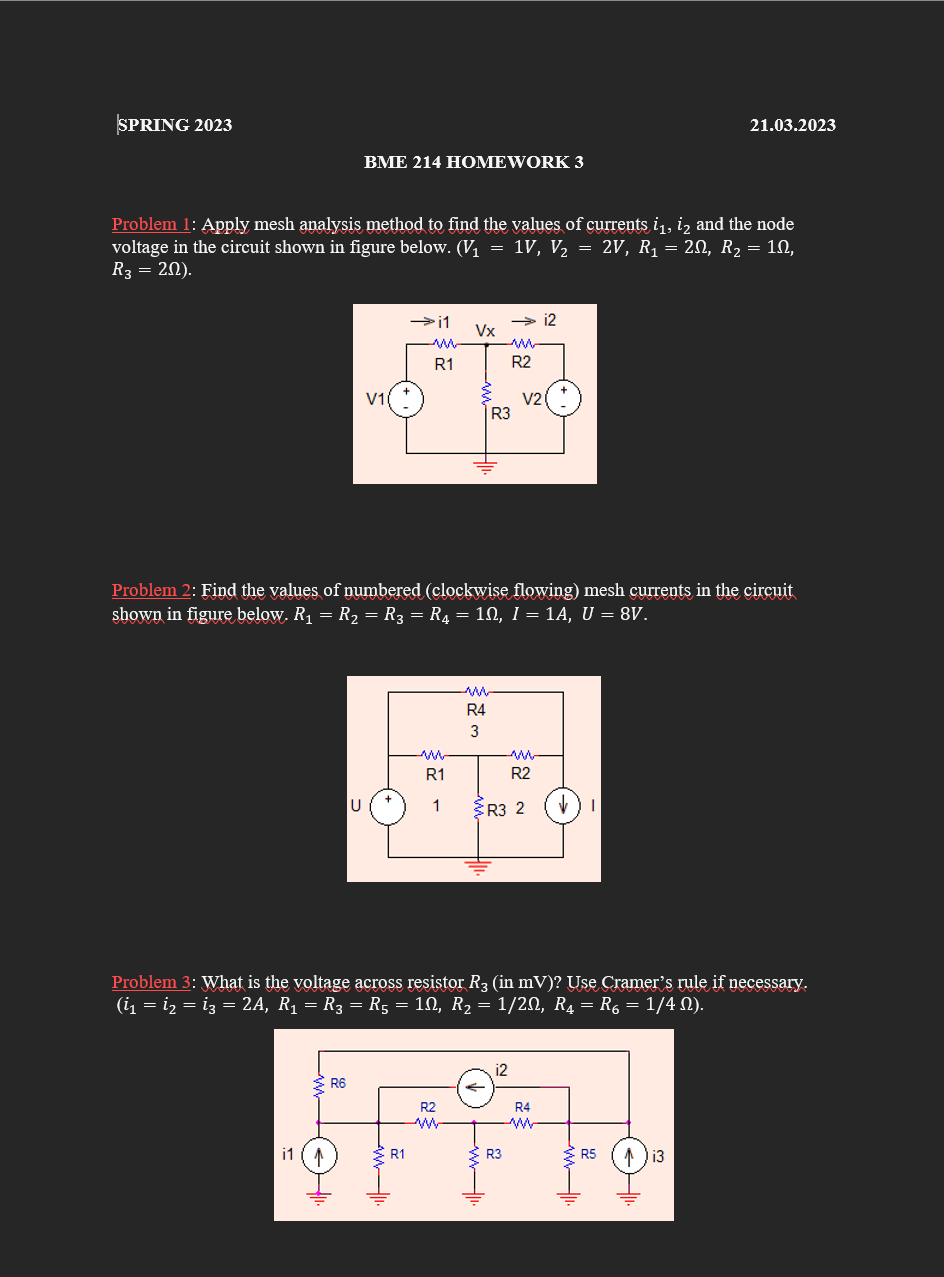 Solved Problem 1: Apply mesh analysis method to find the | Chegg.com