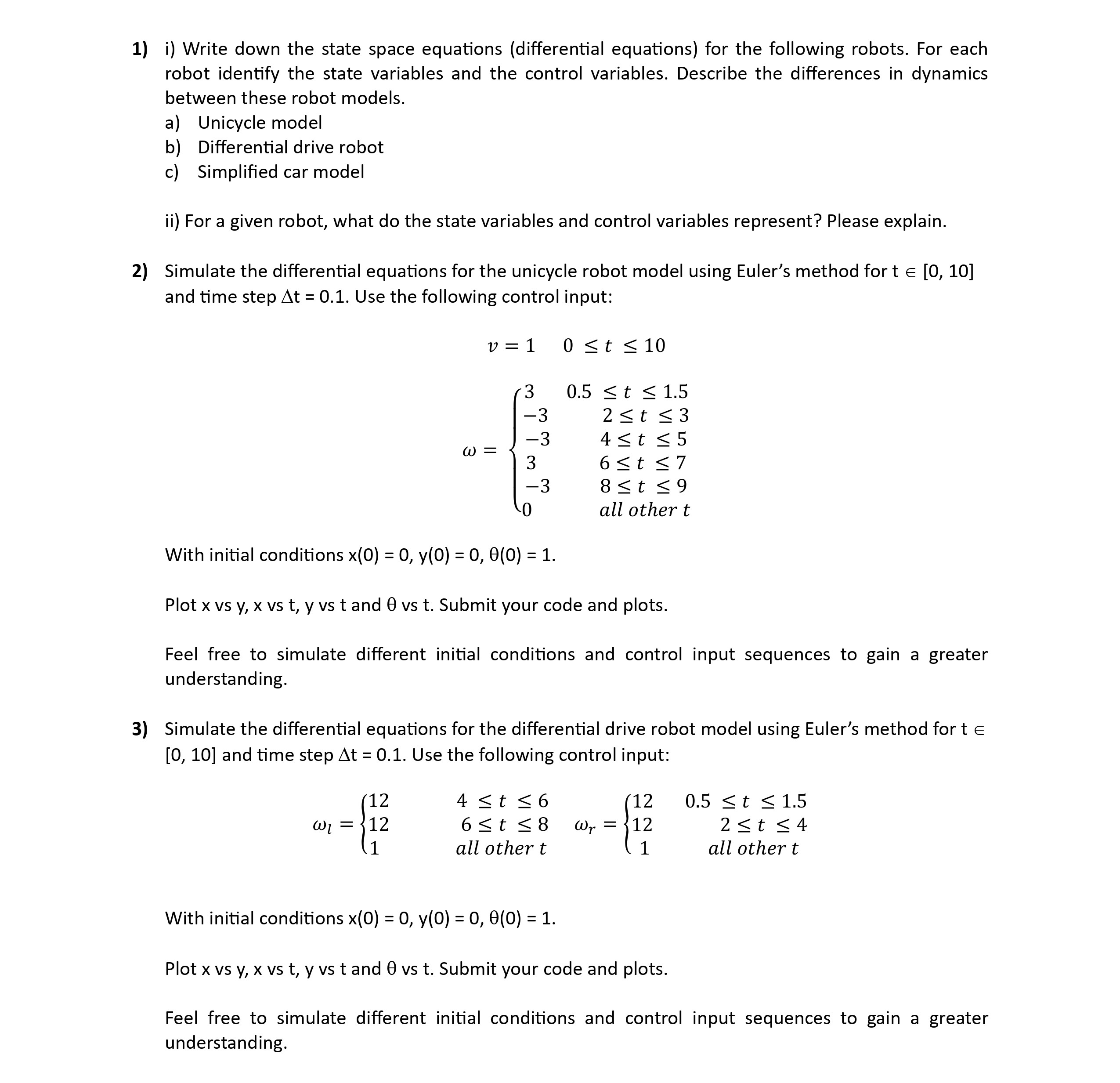 Solved 1 I Write Down The State Space Equations