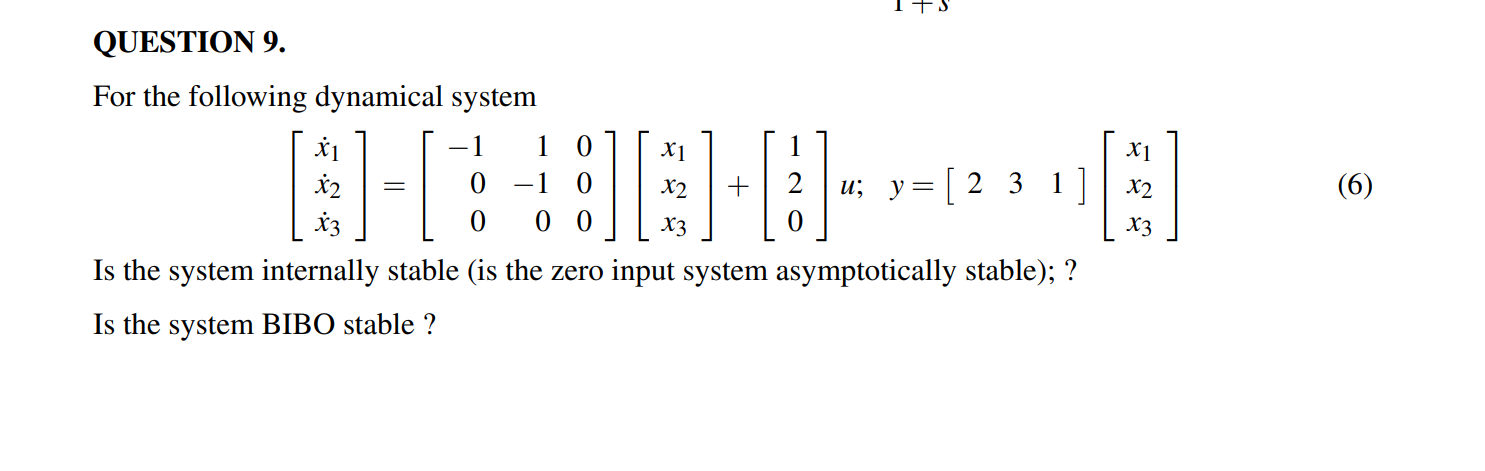 Solved For the following dynamical system | Chegg.com