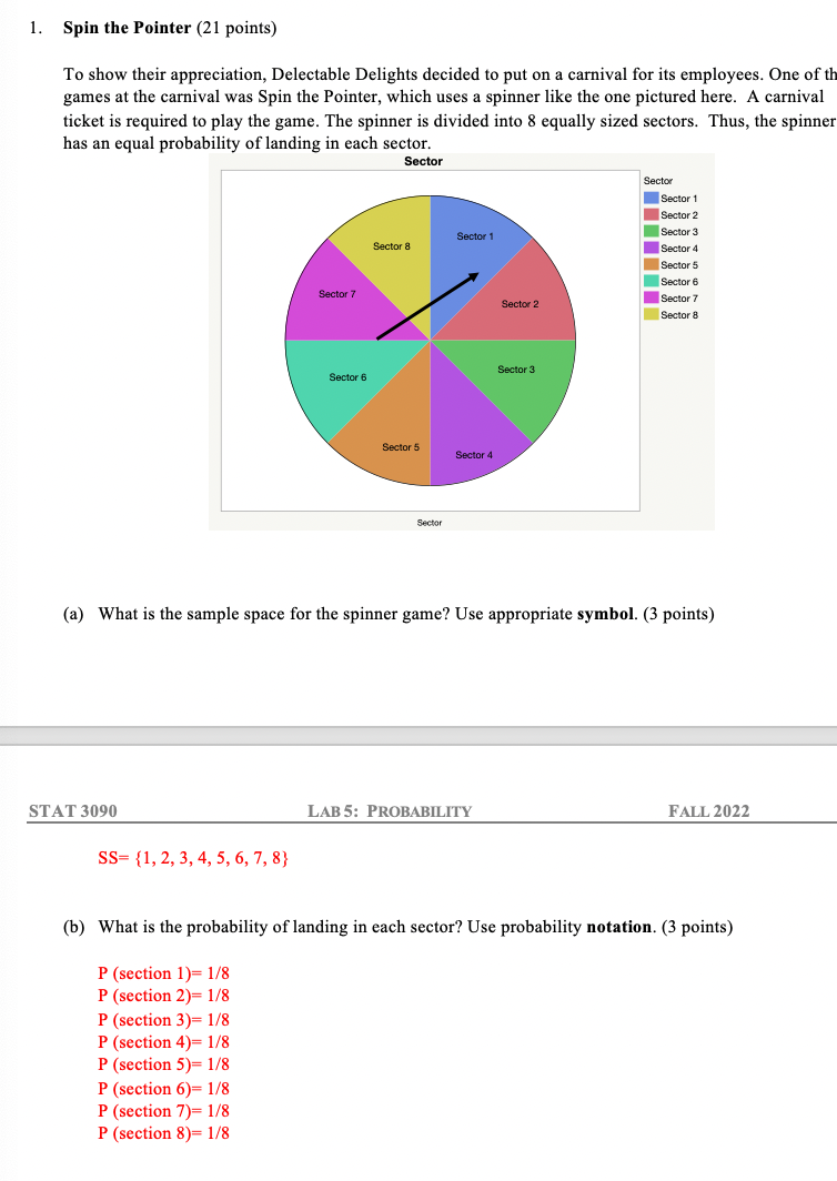 Solved 1. Spin the Pointer (21 points) To show their | Chegg.com