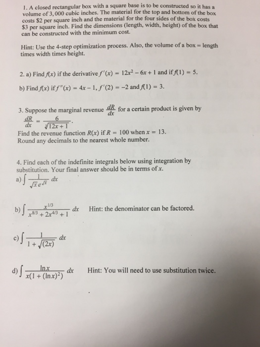 Solved A closed rectangular box with a square base is to be | Chegg.com