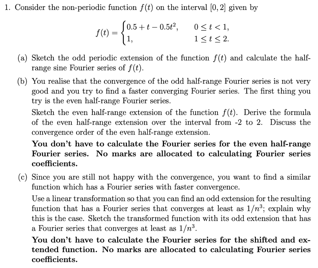 Solved Consider the non-periodic function f(t) on the | Chegg.com