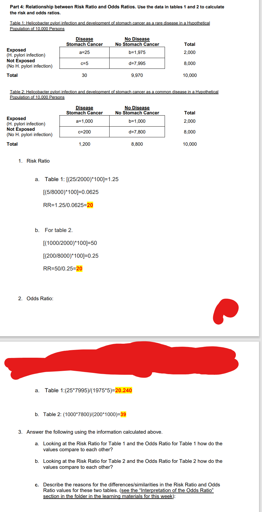 Solved Part 4: Relationship between Risk Ratio and Odds | Chegg.com