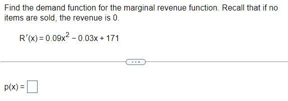 Solved Find the demand function for the marginal revenue | Chegg.com