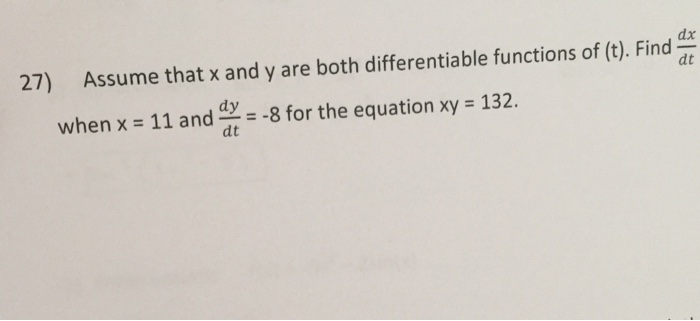 Solved Assume that x and y are both differentiable functions | Chegg.com