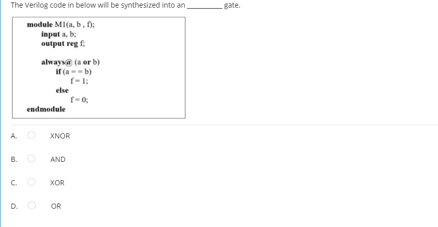 Solved The Verilog code in below will be synthesized into an | Chegg.com