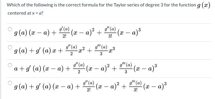 Solved Find a Taylor Polynomial of degree 3 for the function | Chegg.com