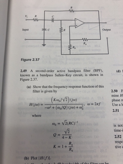 Solved Input Output Figure 2.37 2.49 A second-order active | Chegg.com