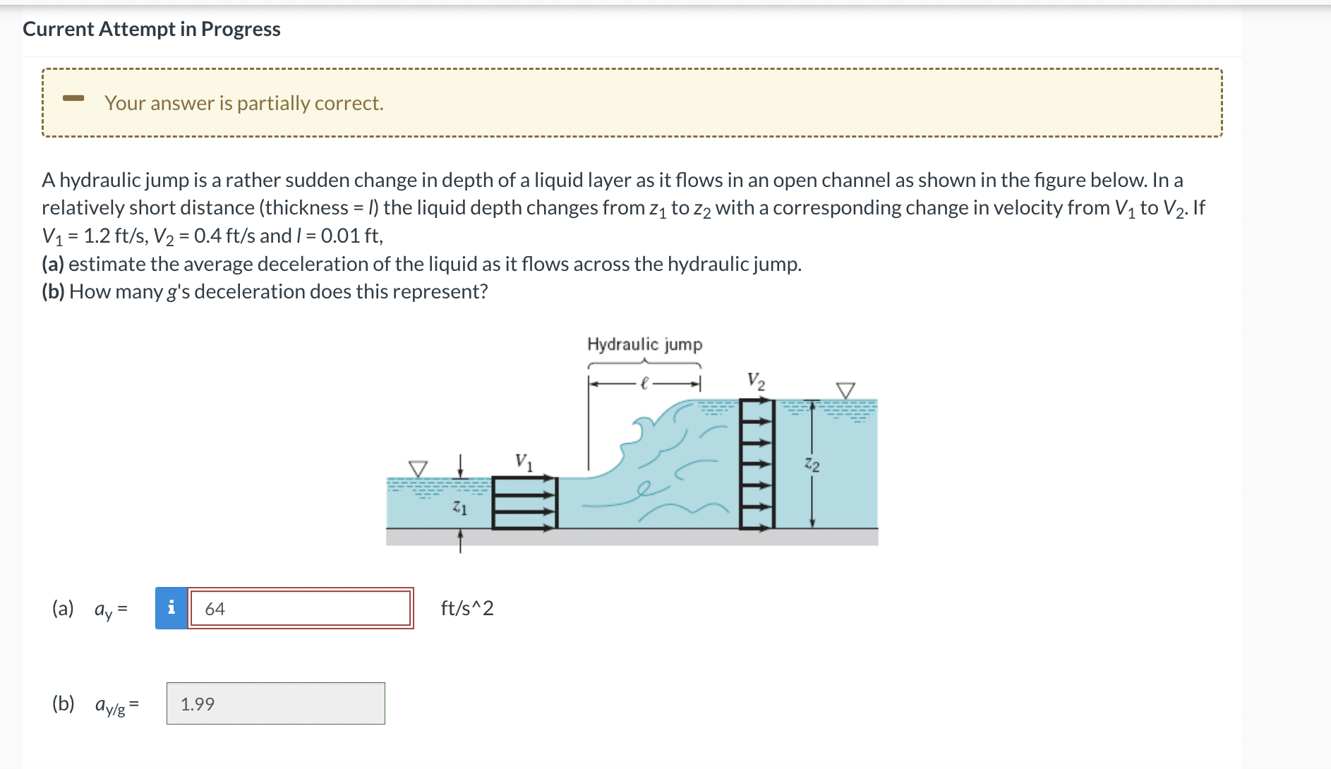 Solved A hydraulic jump is a rather sudden change in depth | Chegg.com