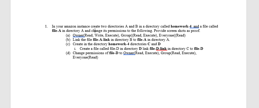 Solved 1. In your amazon instance create two directories A | Chegg.com