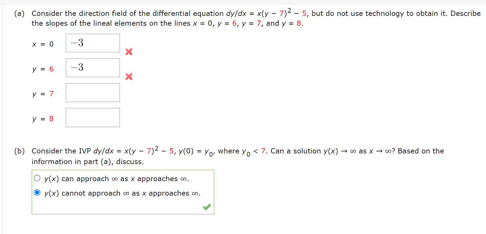Solved a) Consider the direction field of the differential | Chegg.com