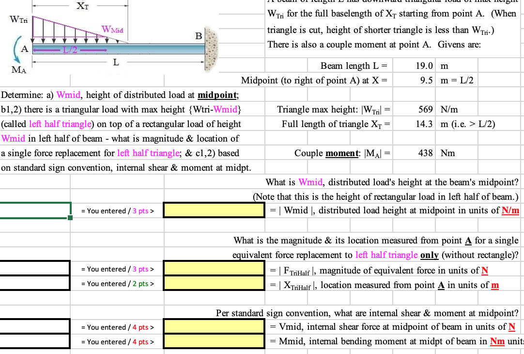 Solved Determine: a) Wmid, height of distributed load at | Chegg.com