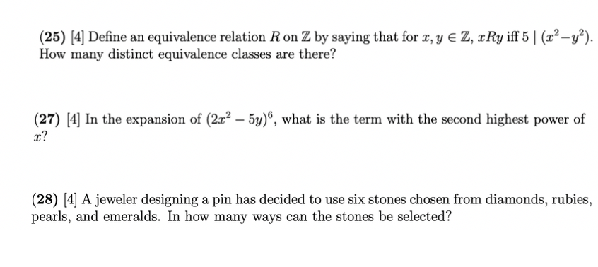 Solved (25) [4] Define an equivalence relation R on Z by | Chegg.com