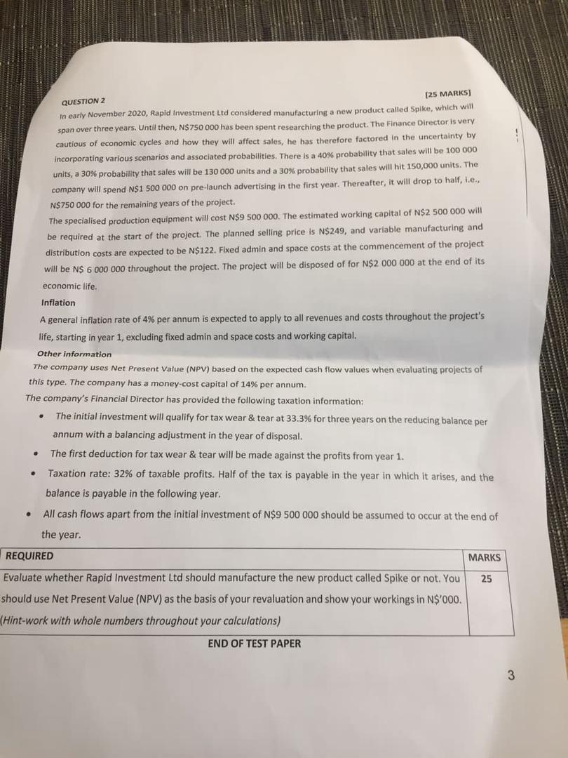 Solved [25 MARKS] QUESTION 2 In early November 2020, Rapid | Chegg.com