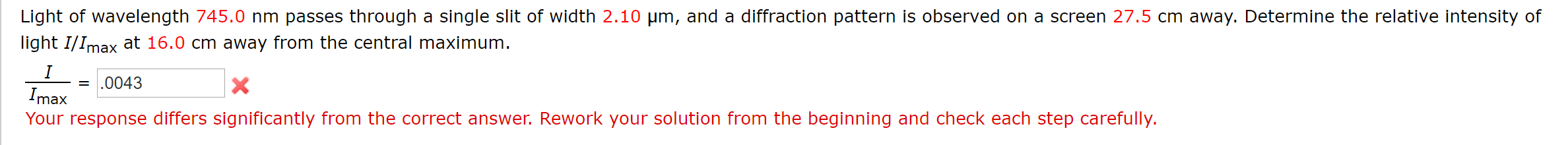 Solved Light of wavelength 745.0 nm passes through a single | Chegg.com