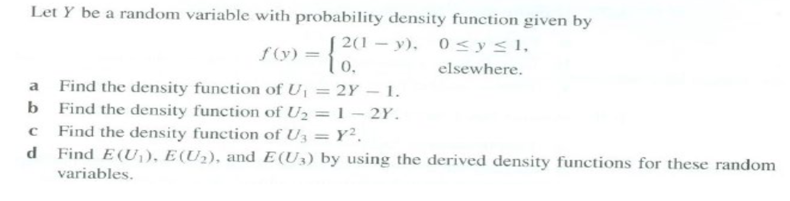 Solved Let Y be a random variable with probability density | Chegg.com