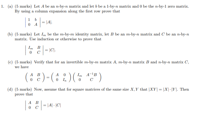 Solved 1. (a) (5 marks) Let A be an n-by-n matrix and let b | Chegg.com