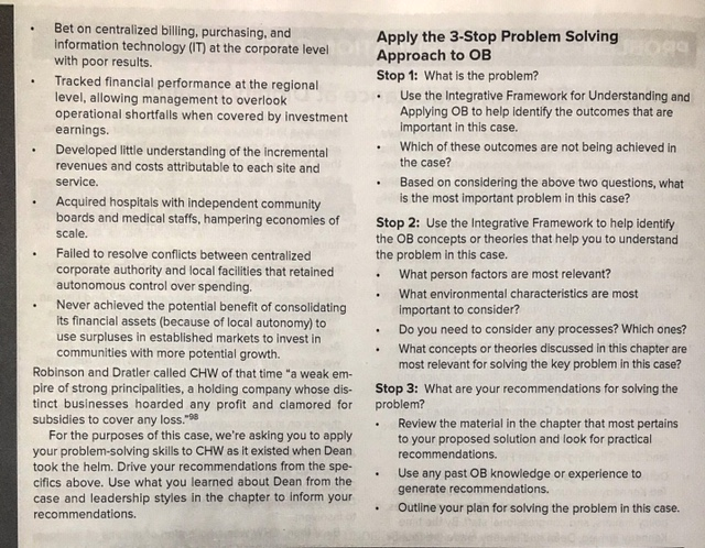 Solved PROBLEM SOLVING APPLICATION CASE (PSAC) Leadership | Chegg.com