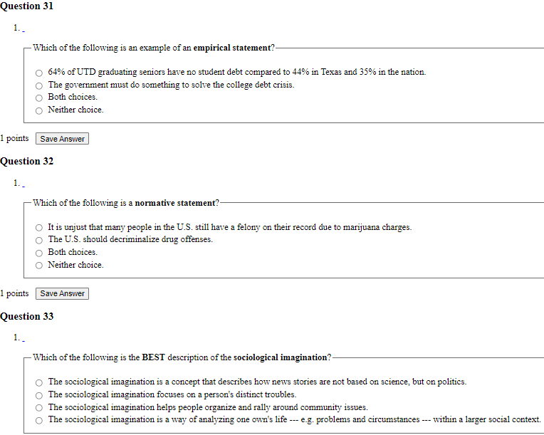 Solved Question 31 1. Which of the following is an example | Chegg.com