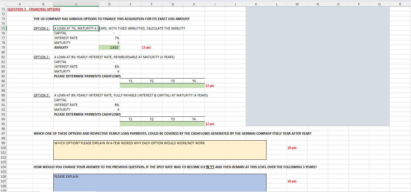 Solved can u give me the Excel formulas and answers to put | Chegg.com
