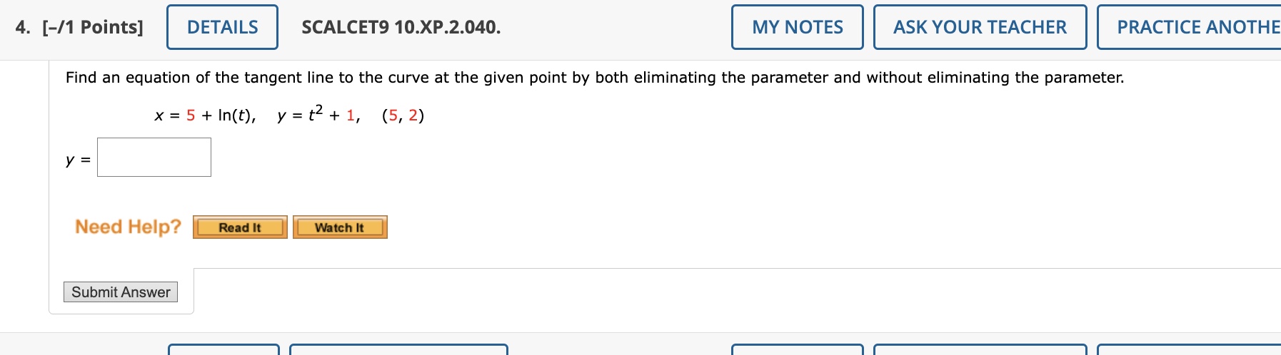 Solved 4. [-/1 Points] SCALCET9 10.XP.2.040. Find an | Chegg.com