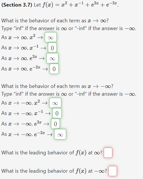 Solved (Section 3.7) Let f(x)=x2+x−1+e2x+e−2x What is the | Chegg.com