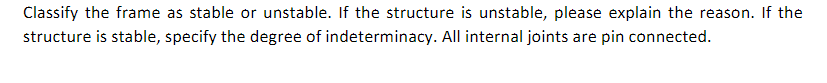 Solved Classify the frame as stable or unstable. If the | Chegg.com