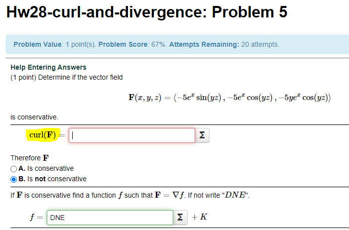 Solved Hw28-curl-and-divergence: Problem 5 Problem Value: 1 | Chegg.com