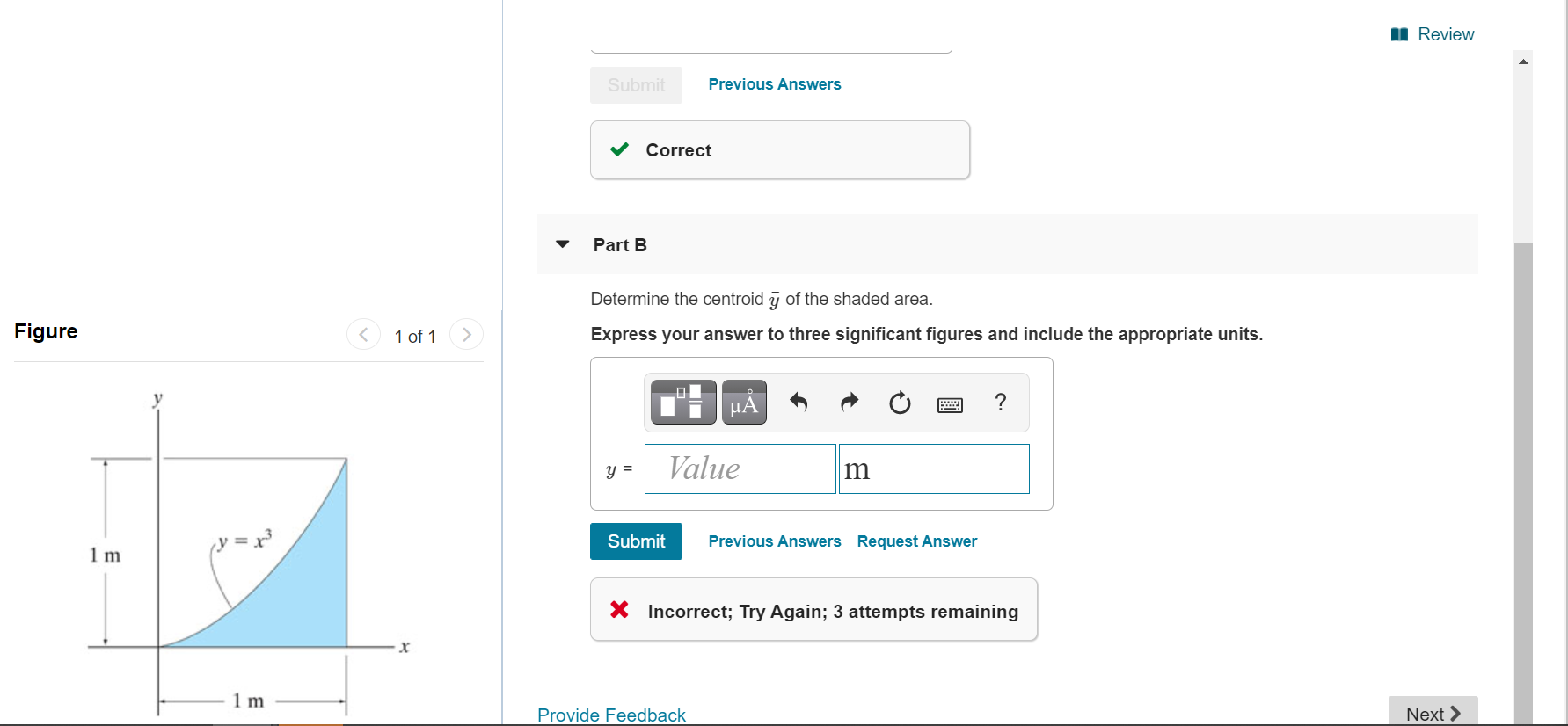 Solved A Review Submit Previous Answers Correct Part B | Chegg.com