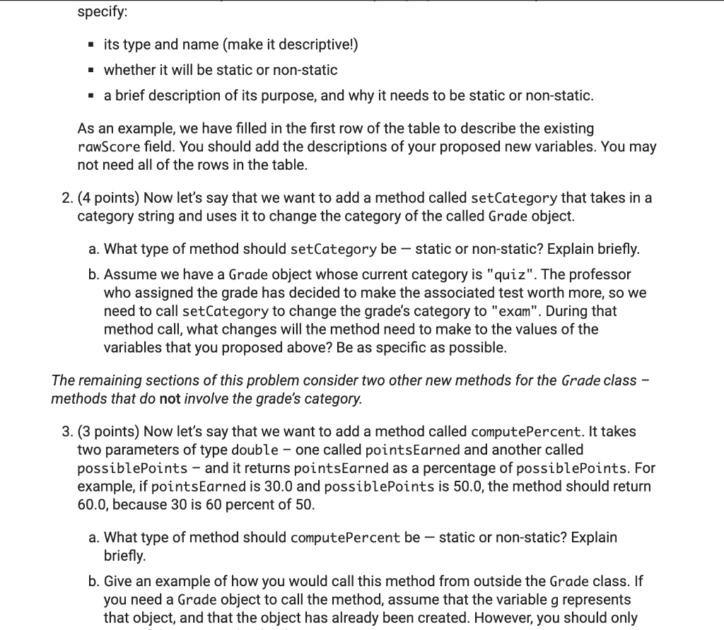 Solved Problem 3: Static vs. non-static 14 points total; | Chegg.com