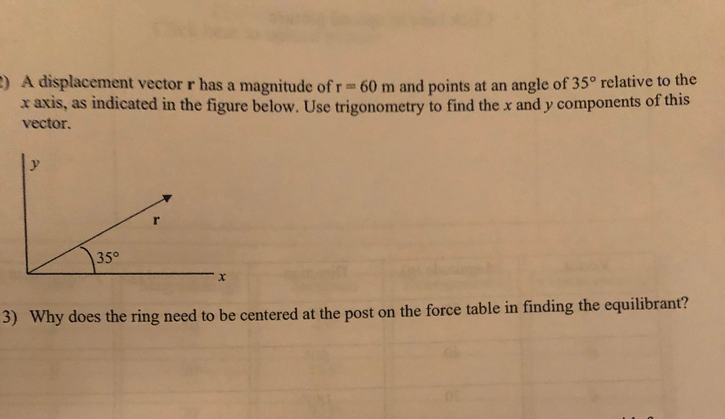 Solved A displacement vector r has a magnitude of r= 60 m | Chegg.com