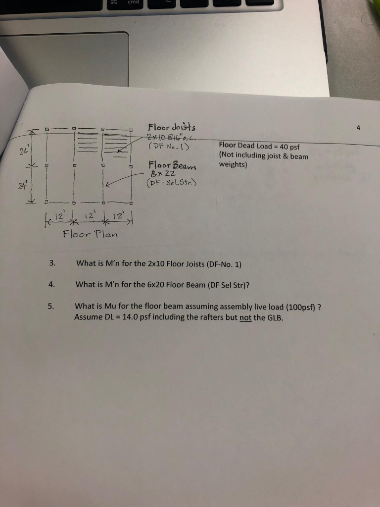 cmd Floor Joists (DF NE 1 Floor Dead Load = 40 psf | Chegg.com