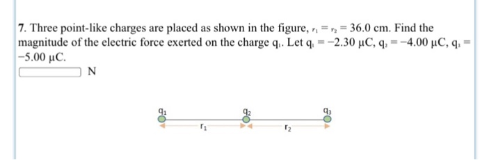 Solved 7. Three point-like charges are placed as shown in | Chegg.com