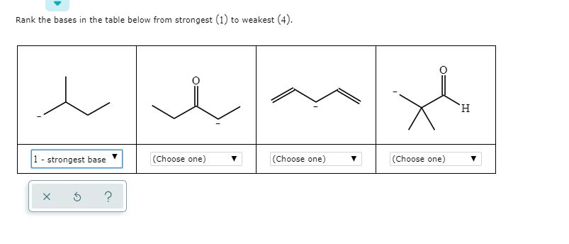 Solved Rank the bases in the table below from strongest (1 | Chegg.com