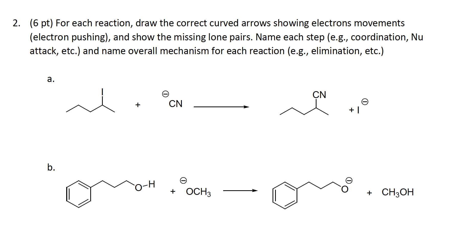 Solved 1. (4 pt) Predict the direction of the following | Chegg.com