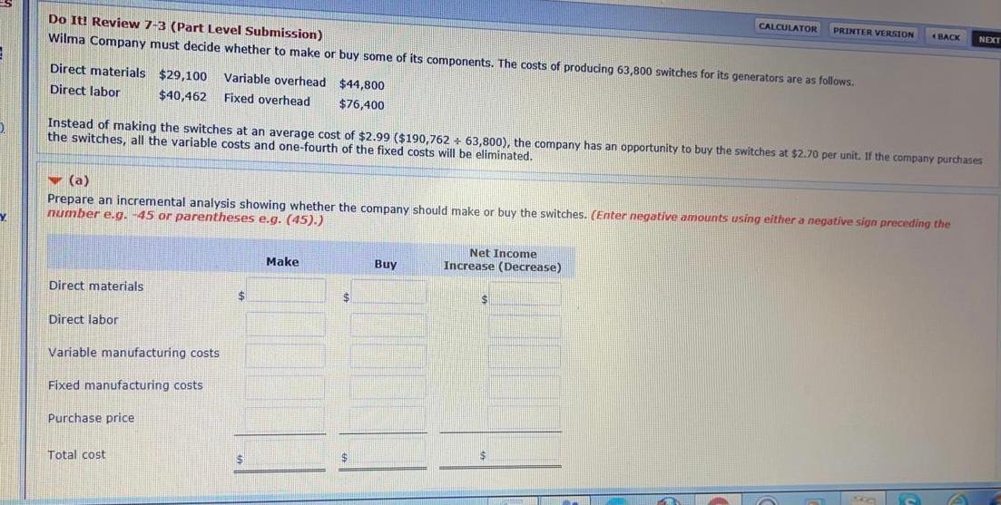 Solved CALCULATOR PRINTER VERSION | Chegg.com
