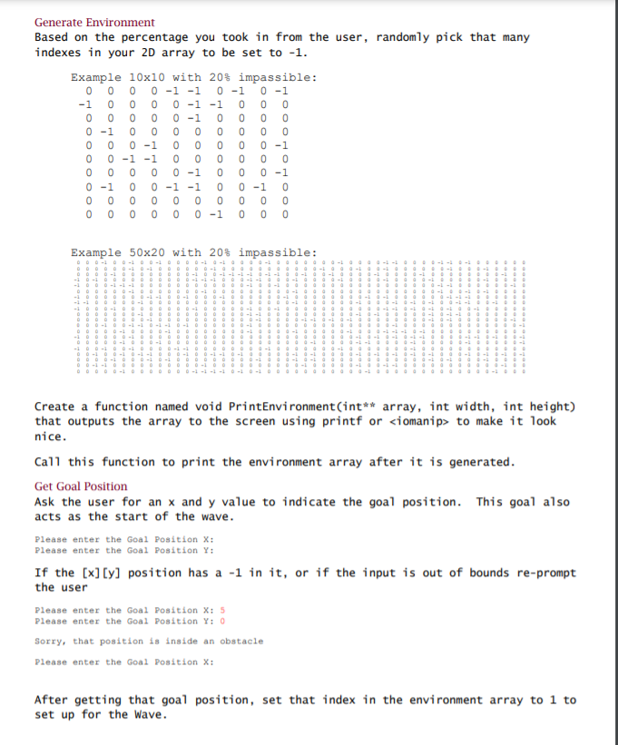 Solved Specifications: Option #1 - Wavefront Path Finder | Chegg.com
