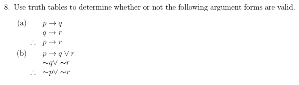 Solved 8. Use truth tables to determine whether or not the | Chegg.com
